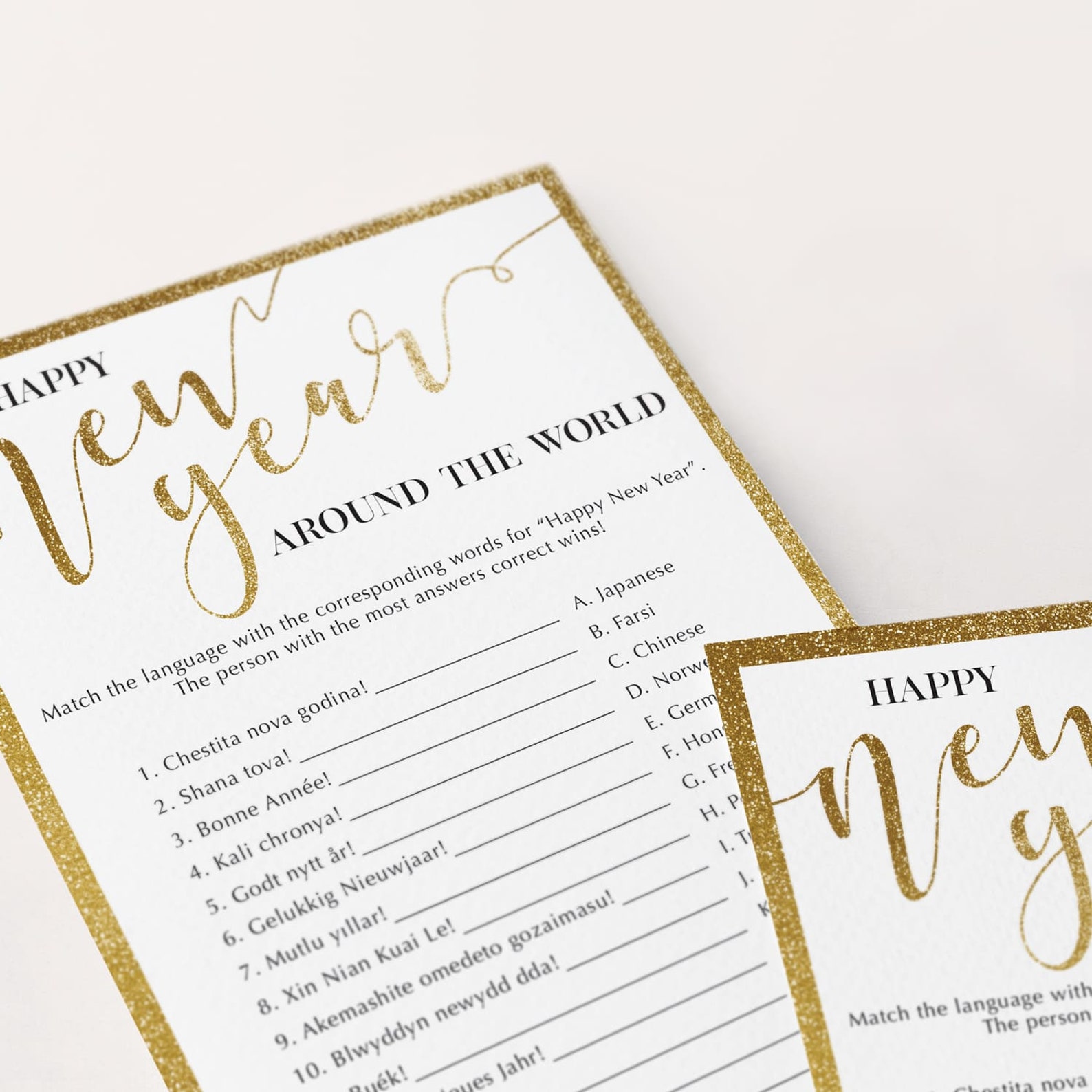 Happy New Year Around the World Game Printable Gold New Years | Etsy