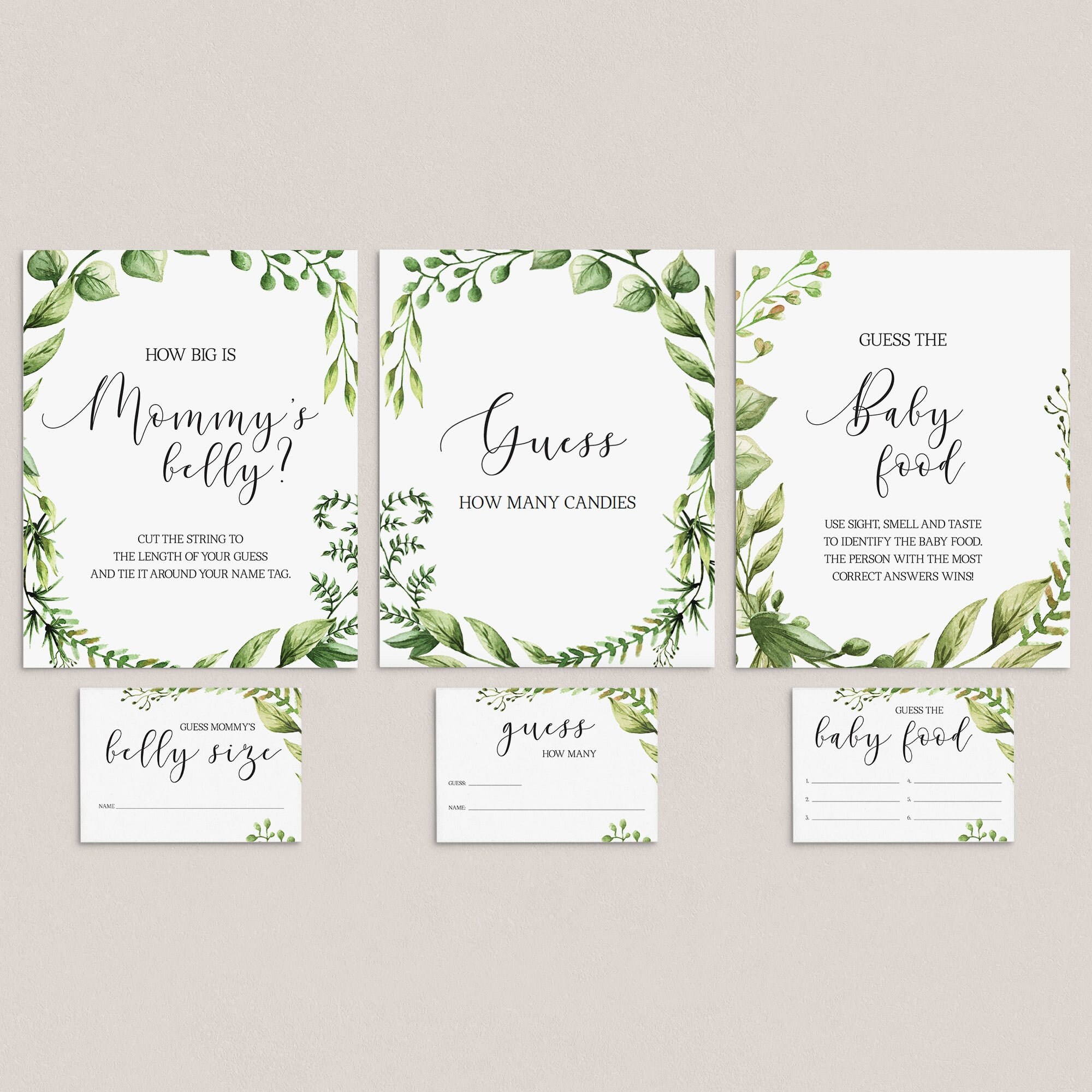 Guessing Games for Baby Shower Greenery Decorations Gender - Etsy