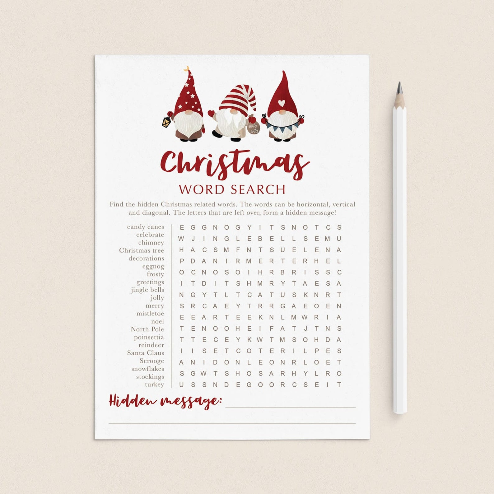 Christmas Word Search Game Printable Christmas Word Games - Etsy