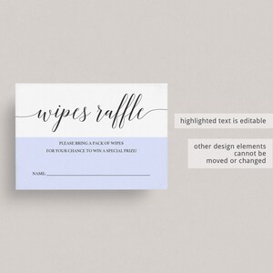 Wipes Raffle Insert Black and White Baby Shower Invitation Insert ...