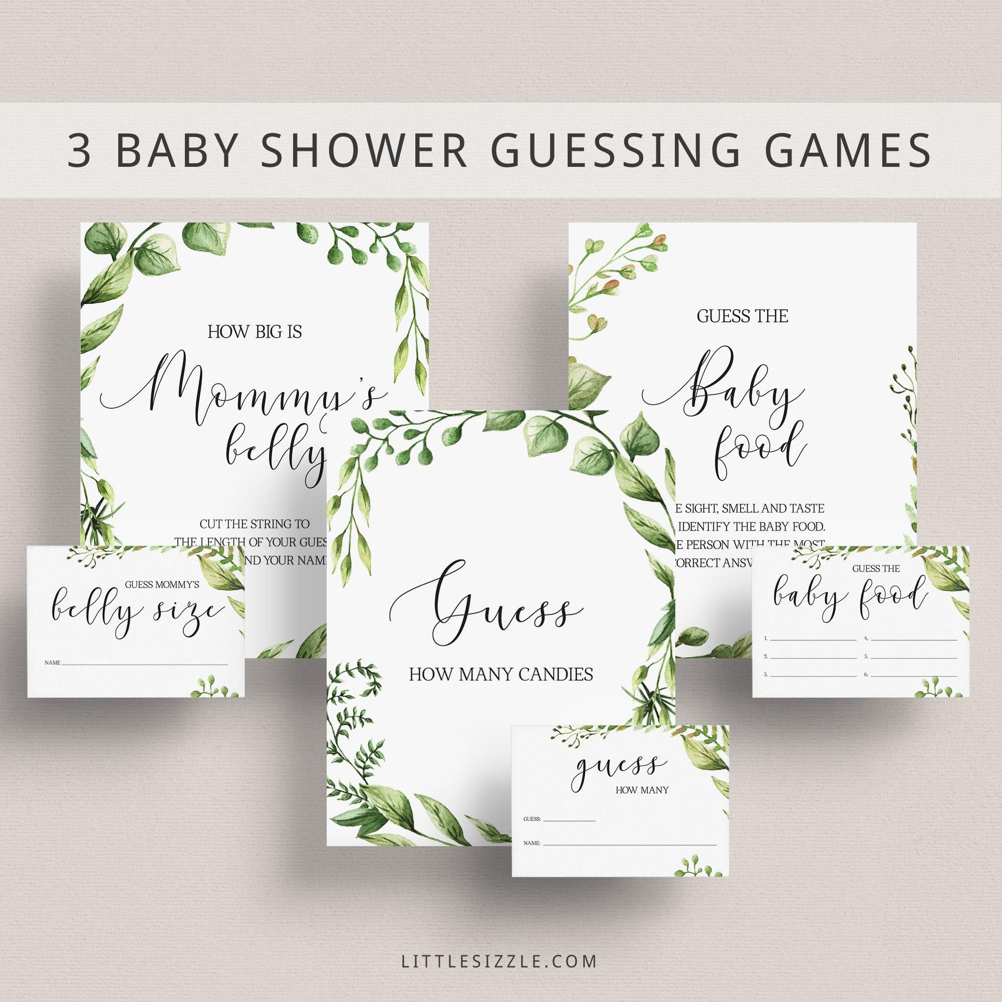 Guessing Games for Baby Shower Greenery Decorations Gender - Etsy