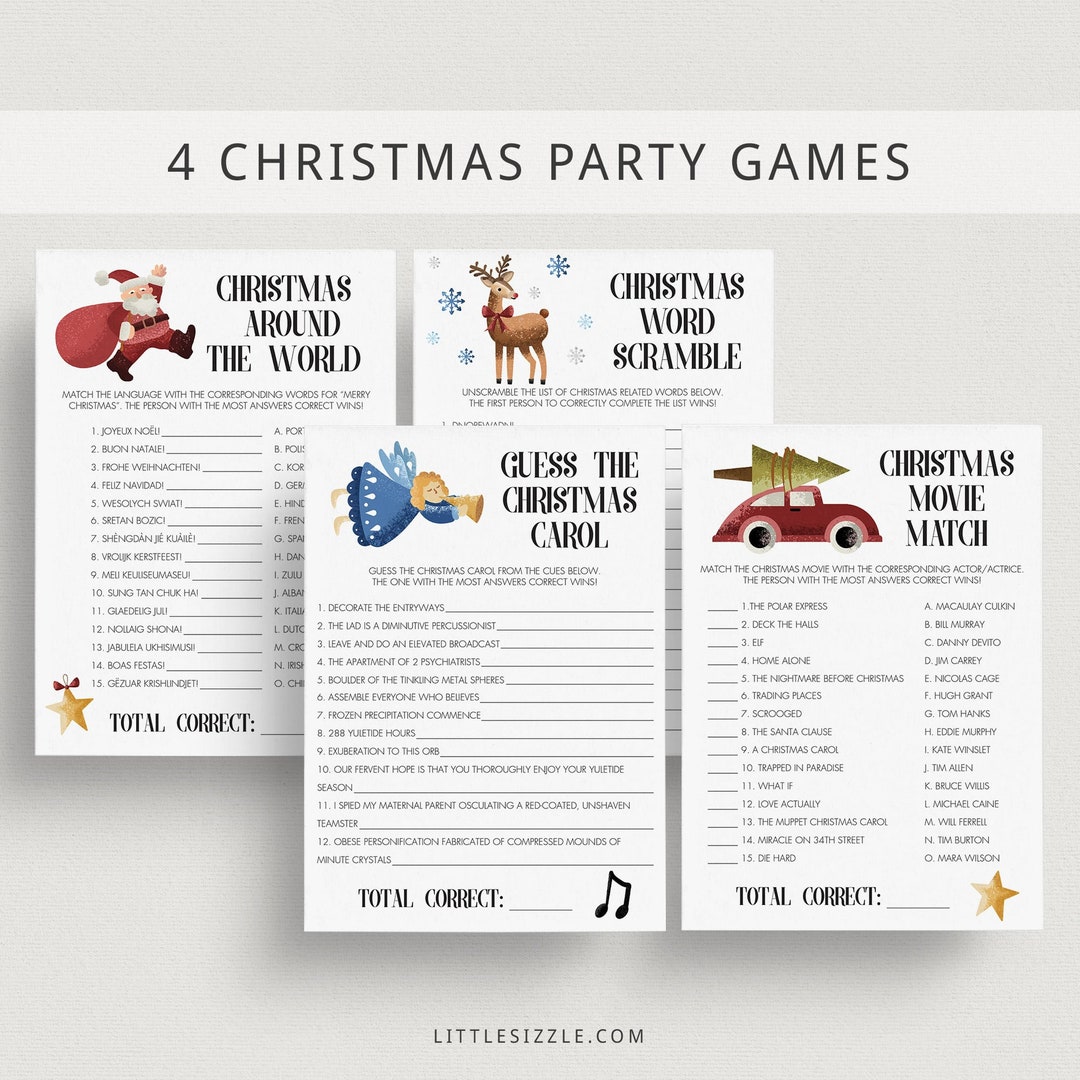 Virtual Christmas Games Bundle Printable Holiday Games Pack Merry ...