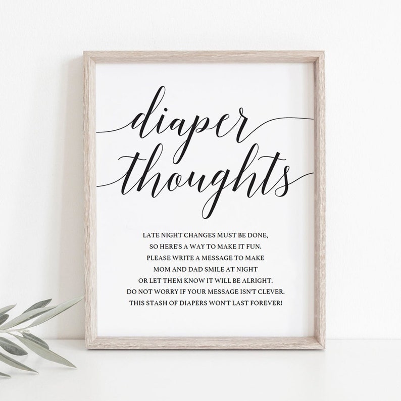 Calligraphy Baby Shower Late Night Diapers Printable Diaper Thoughts ...