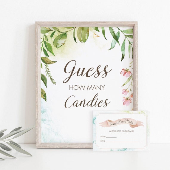 Guess How Many Baby Shower Game Cards and Sign Botanical Baby | Etsy Canada