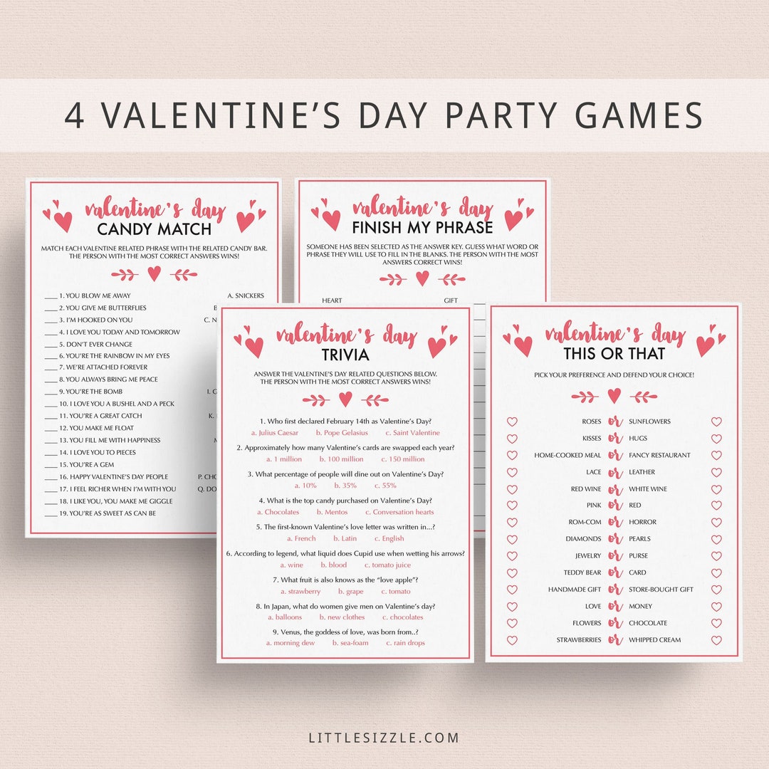 Valentines Day Games Pack Virtual Valentines Games for Adults ...