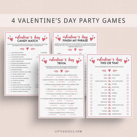 Valentines Day Games Pack Virtual Valentines Games for Adults | Etsy
