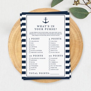Whats in Your Purse Baby Shower Game Nautical Themed Baby - Etsy