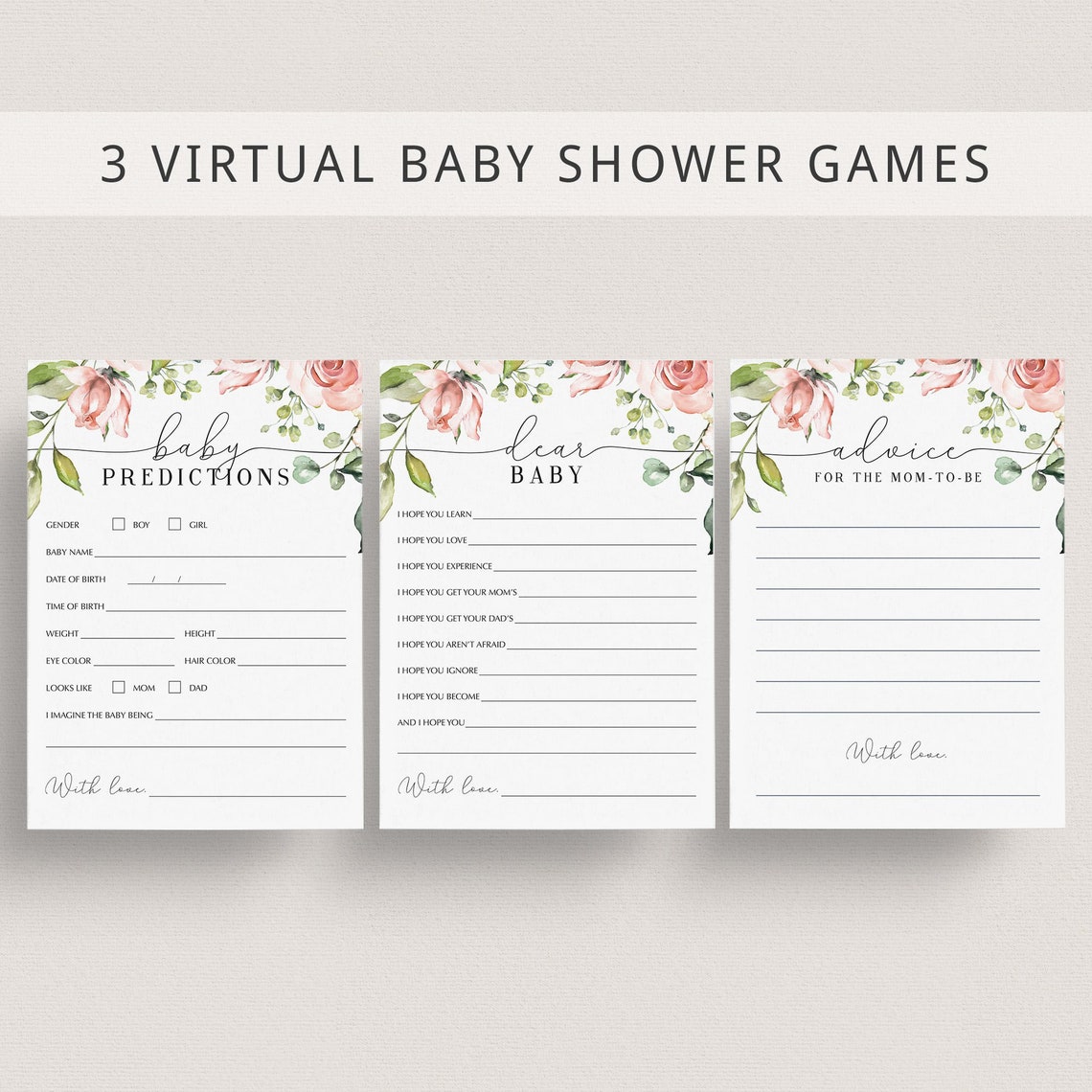 Virtual Baby Shower Keepsakes Bundle Zoom Babyshower Games | Etsy