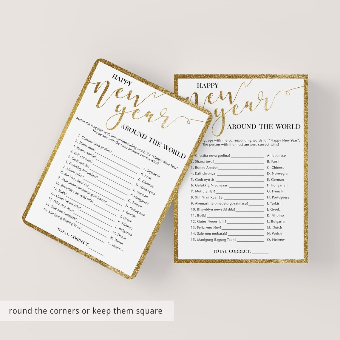 Happy New Year Around the World Game Printable Gold New Years | Etsy