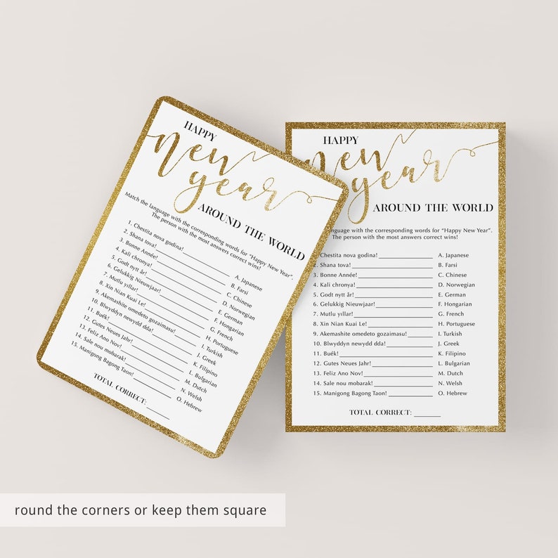 Happy New Year Around the World Game Printable Gold New Years | Etsy