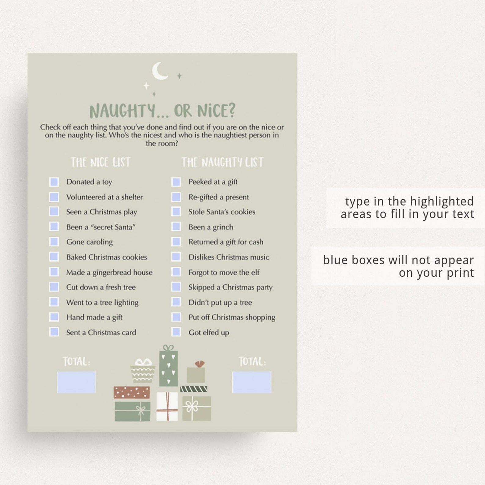 Printable Christmas Games Virtual Christmas Naughty List - Etsy