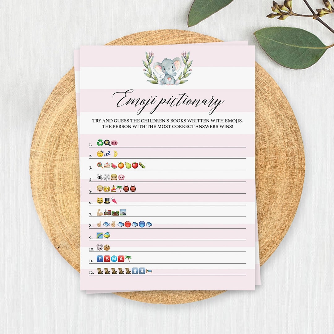 Buy Emoji Pictionary Baby Shower Game Elephant Girl Childrens Books ...