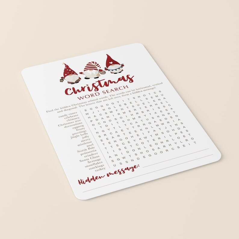 Christmas Word Search Game Printable Christmas Word Games - Etsy