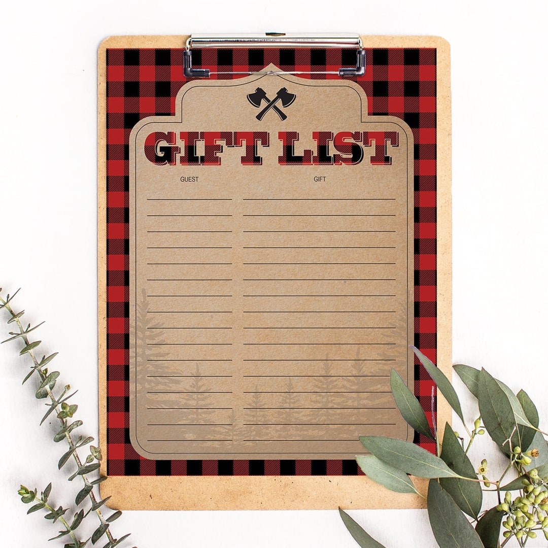 Printable Gift List for Baby Shower Gift Log Instant Download Rustic ...