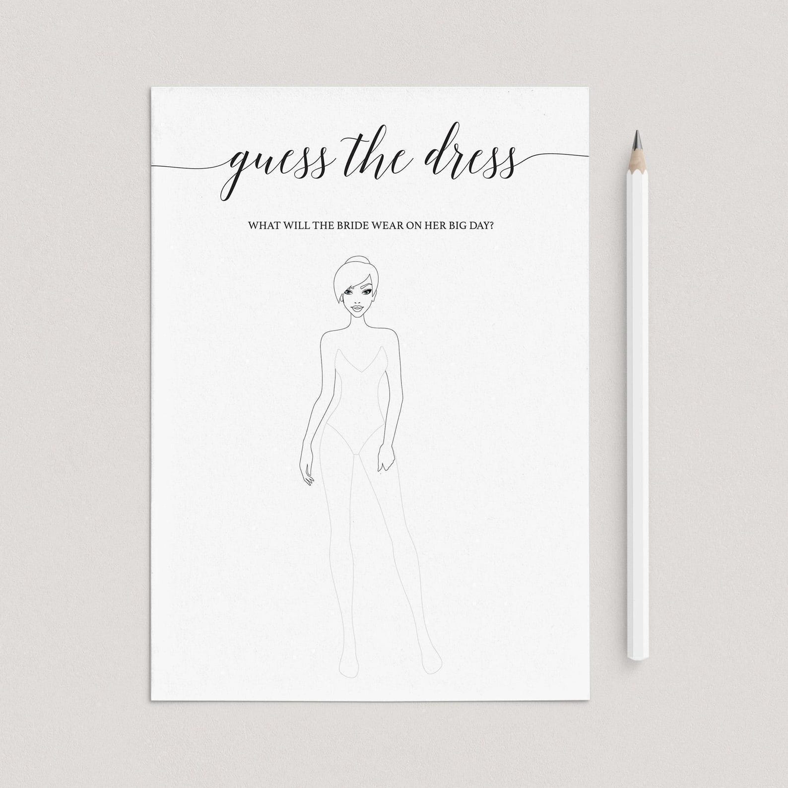 Guess the Dress Bridal Shower Game Instant Download Guess the Wedding ...