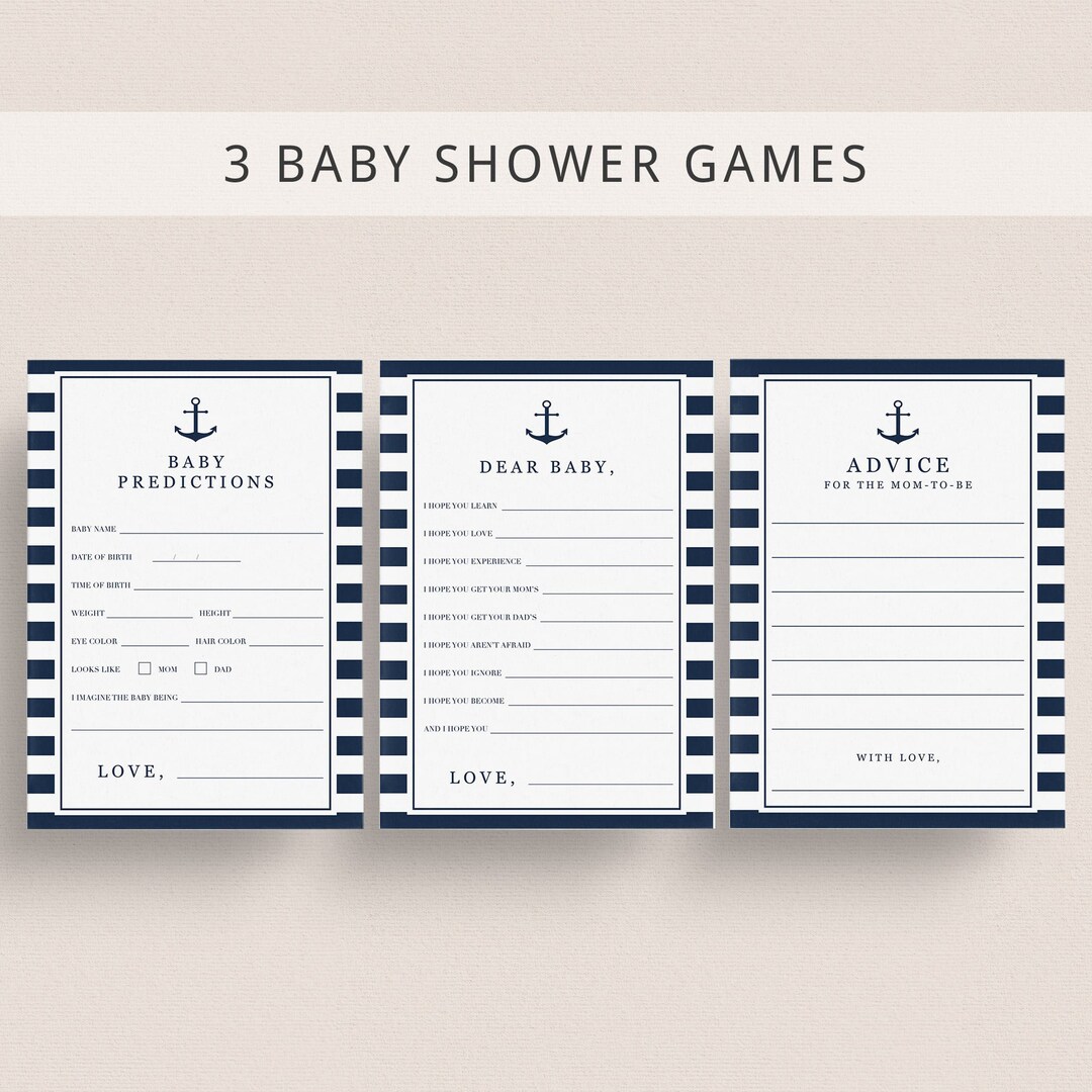 Baby Shower Game Set Nautical Baby Shower Game Baby Shower Games ...