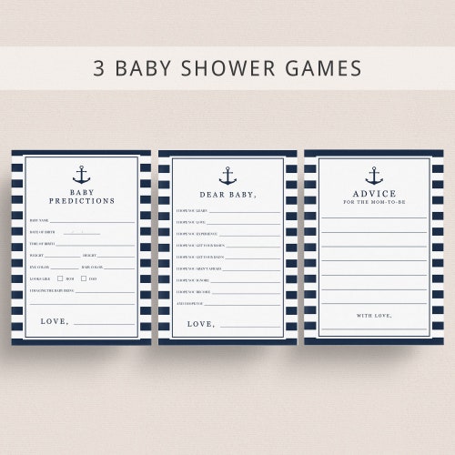 Nautical Baby Shower Games Package Seven Printable Games: - Etsy