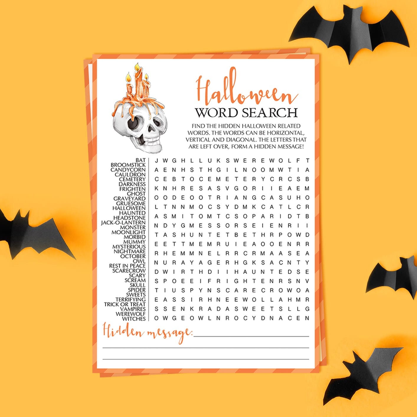 Halloween Word Search Game Fun Halloween Activities for Kids - Etsy