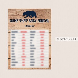 Name That Baby Animal Shower Game Rustic Baby Shower Games Woodland ...