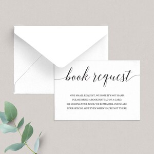 Simple Book Request Card Template Black and White Baby Shower - Etsy