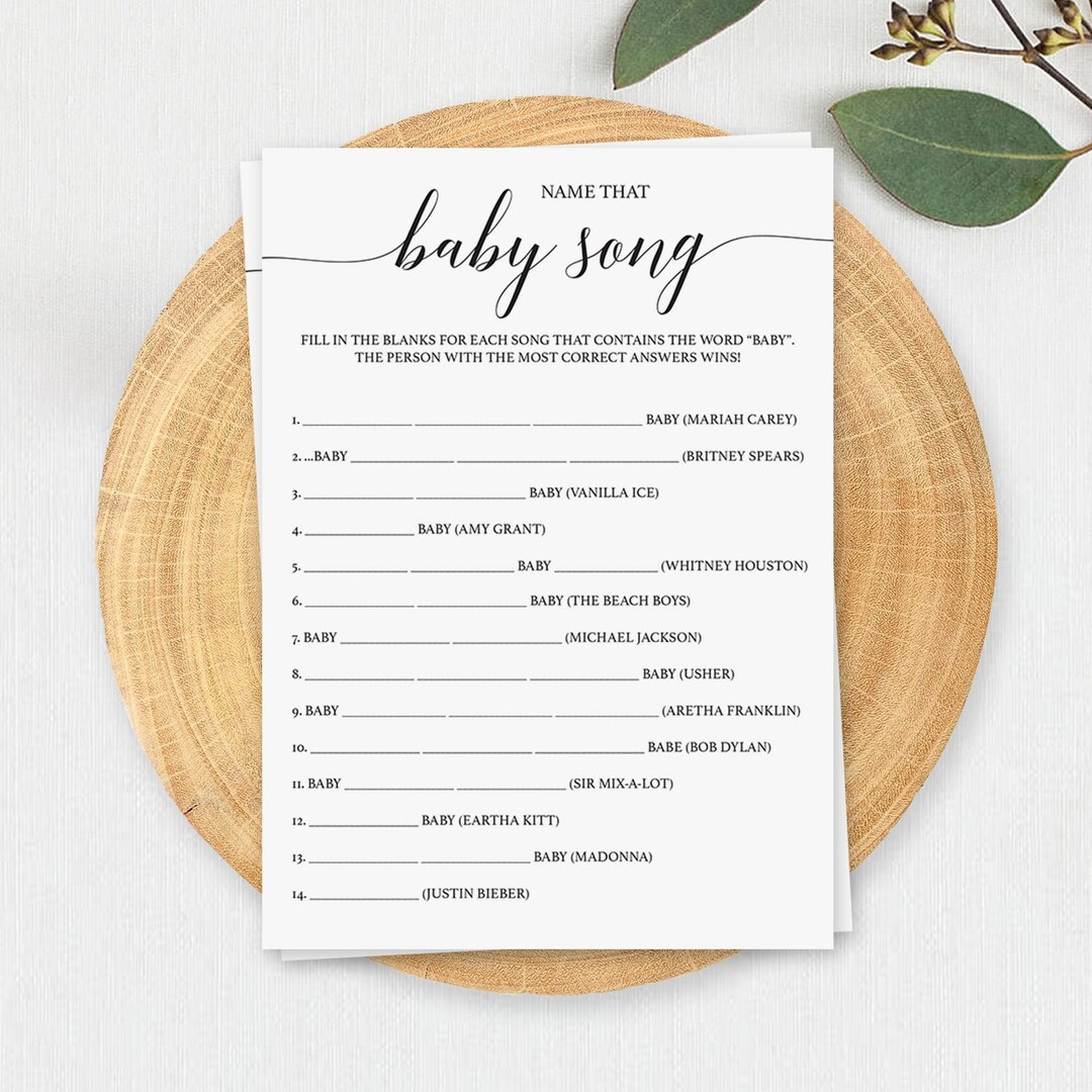 Name That Baby Song Game Coed Baby Shower Games Instant Download Guess ...