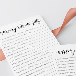 Nursery Rhyme Game Baby Shower Activities Nursery Rhyme Quiz Instant ...