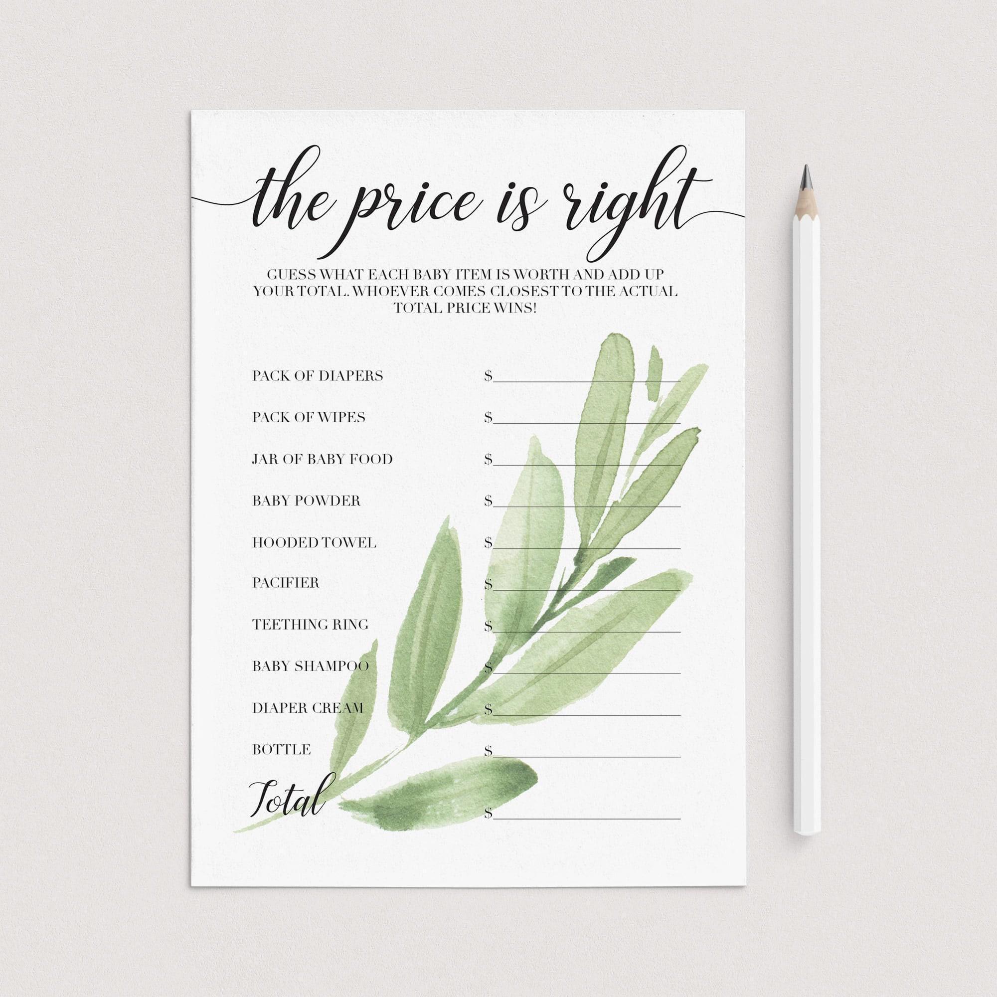 Instant Download Baby Shower Games Watercolor Leaves Baby Shower ...