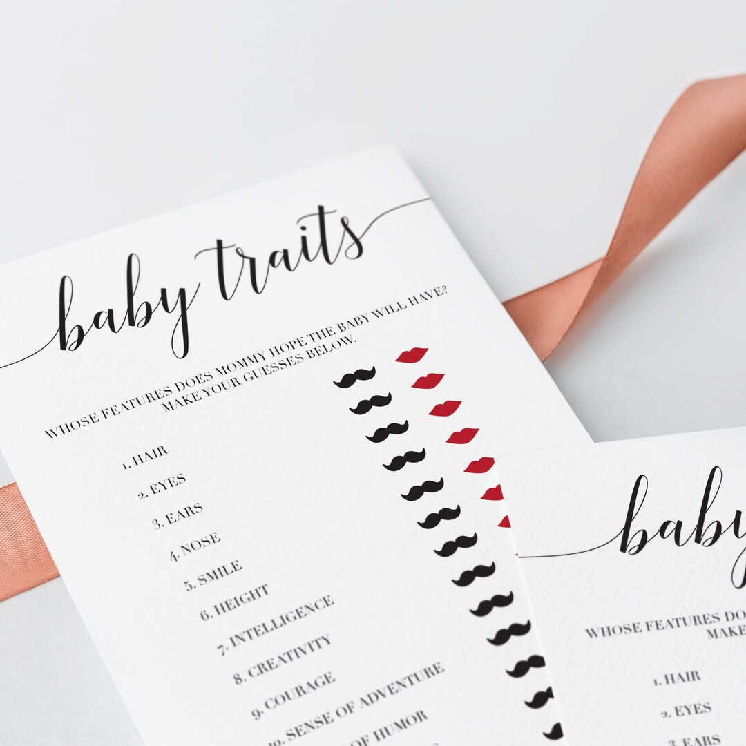 Baby Traits Game for Baby Shower Gender Neutral Baby Shower Games ...