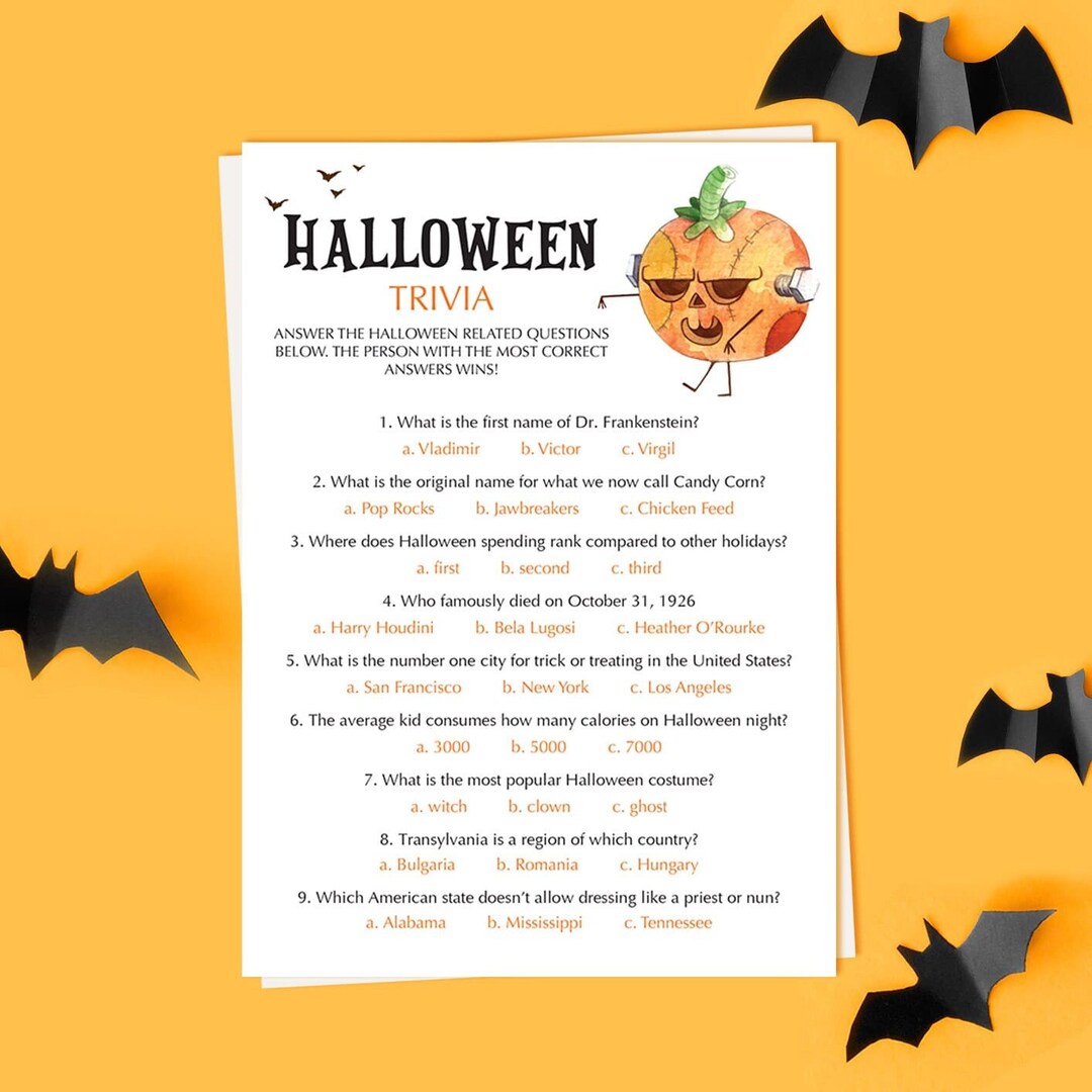Halloween Trivia Printable Halloween Party Games for Adults Fun ...