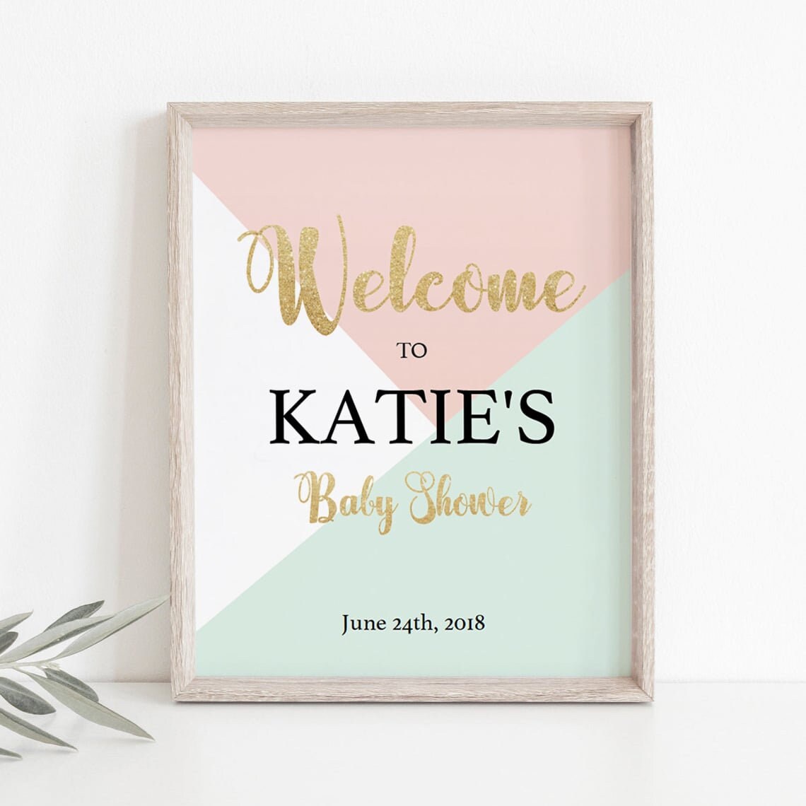 Pink and Mint Baby Shower Welcome Sign Printable Editable | Etsy