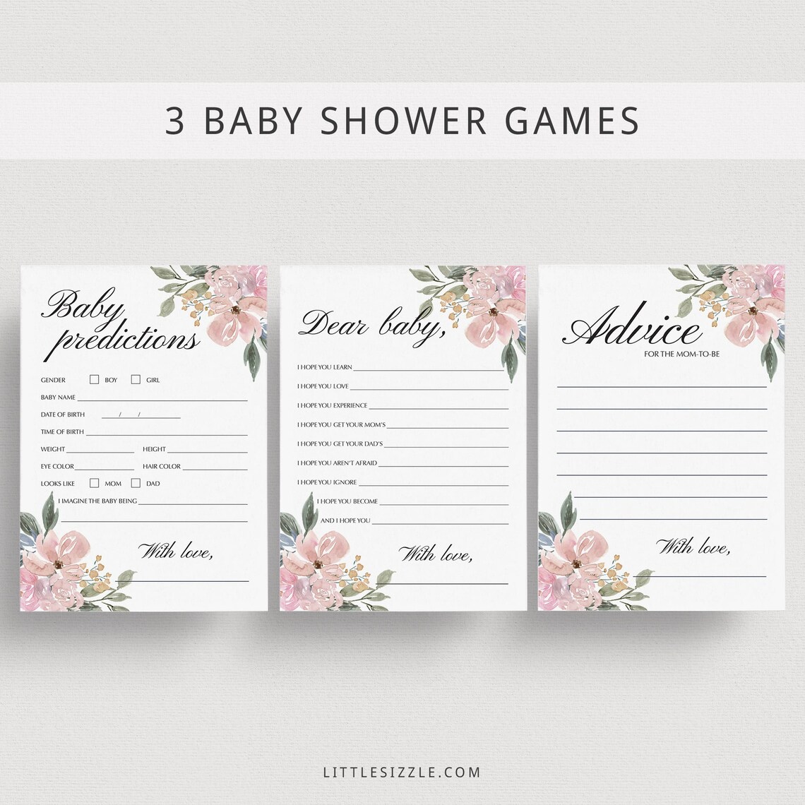 Floral Baby Shower Keepsakes Pink Flowers Baby Shower Games - Etsy