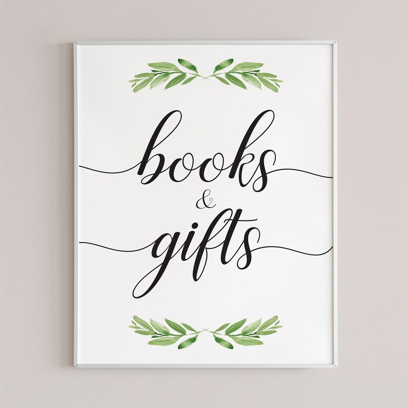 Baby Books and Gifts Sign Greenery Baby Shower Gifts Sign - Etsy