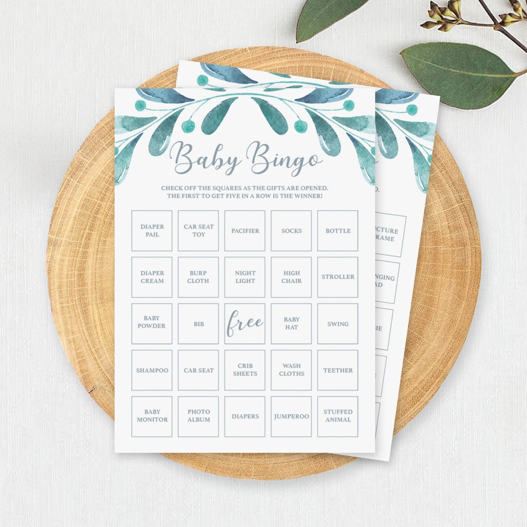 Winter Baby Shower Baby Bingo Cards Prefilled Bingo Template Blue ...