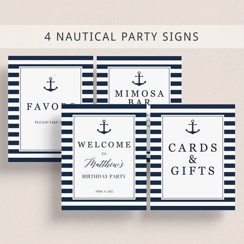 Nautical Birthday Welcome Sign Template Beach Welcome Sign for - Etsy