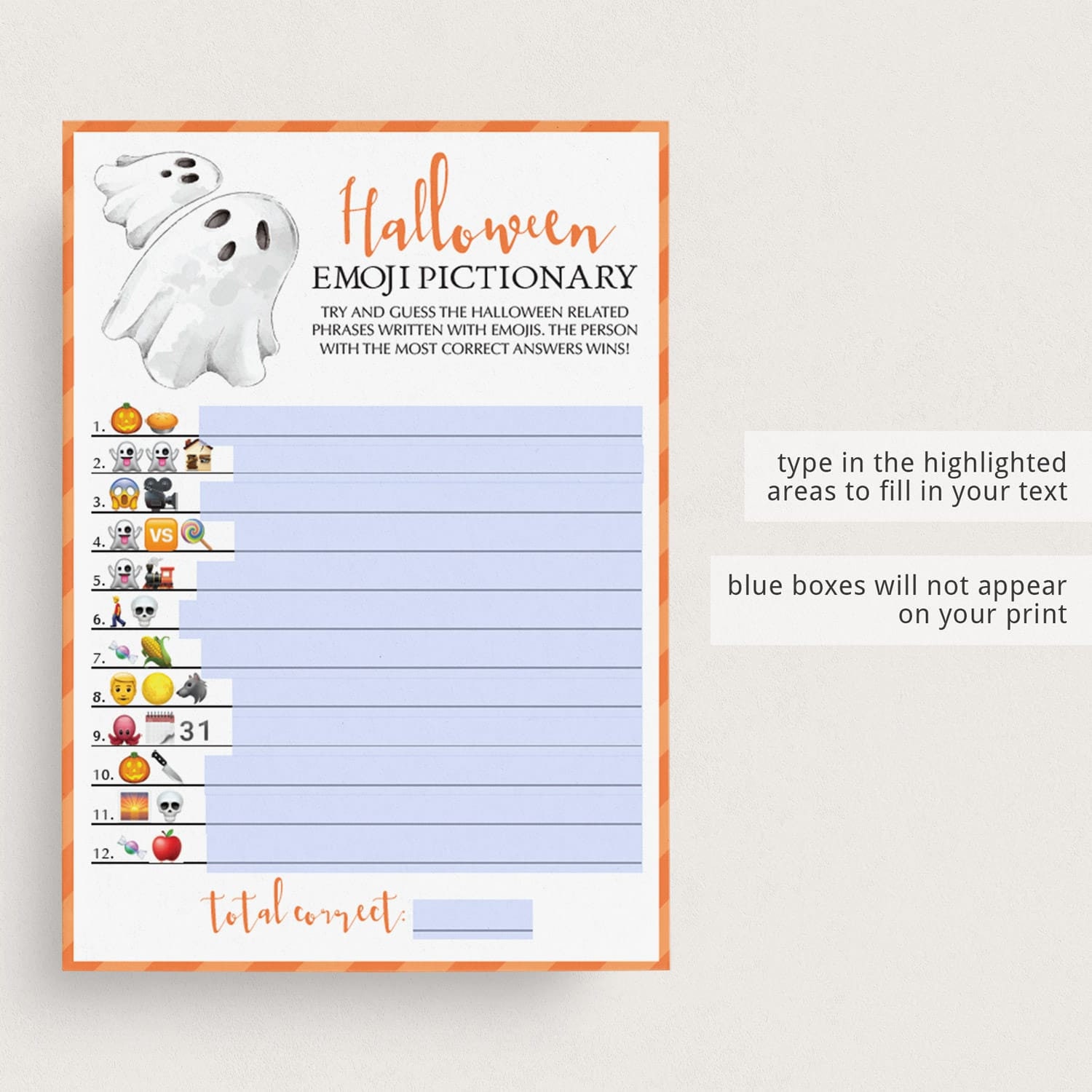 Halloween Emoji Pictionary Game Halloween Party Game Printable - Etsy