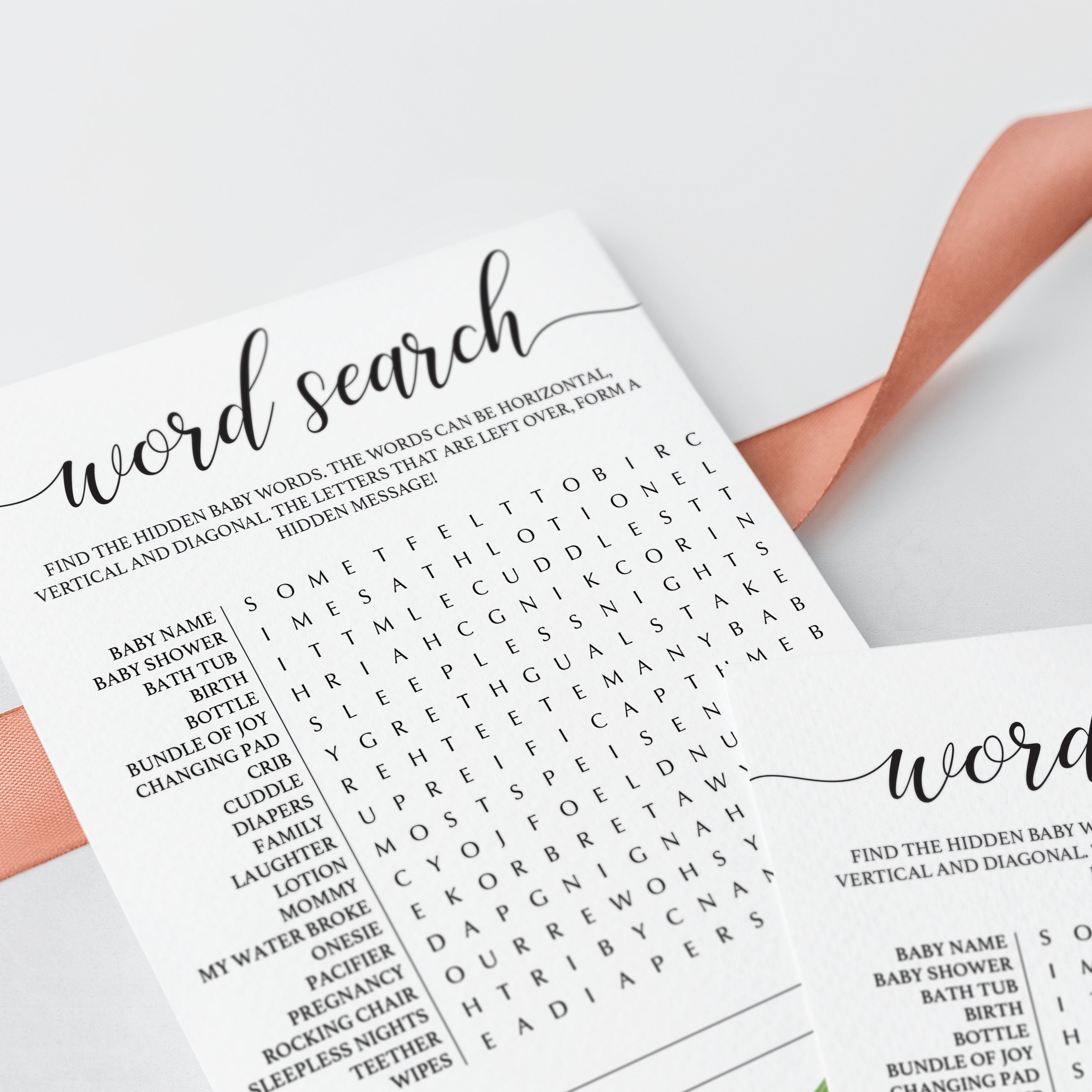 Baby Word Search Puzzle Printable Greenery Babyshower Games - Etsy