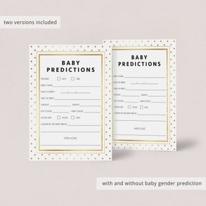 Baby Predictions Game Gold Baby Shower Games Template Baby Gender ...