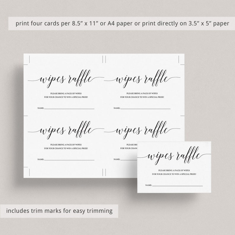 Wipes Raffle Insert Black and White Baby Shower Invitation - Etsy