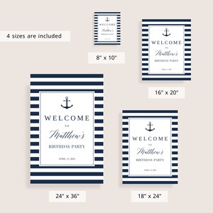 Nautical Birthday Welcome Sign Template Beach Welcome Sign for Birthday ...