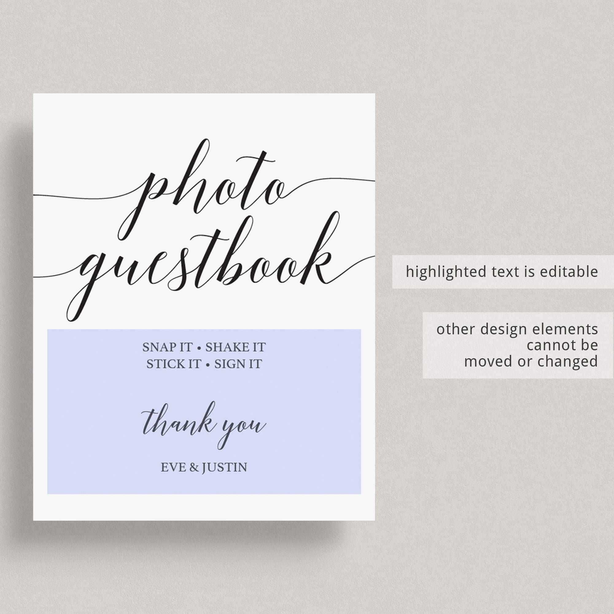 Photo Guest Book Sign Template Photo Guest Book Polaroid Sign | Etsy