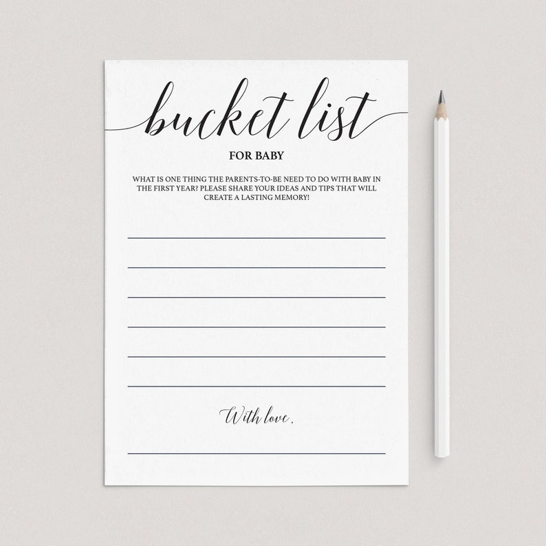Baby Bucket List Printable First Year Bucket List Game Modern - Etsy