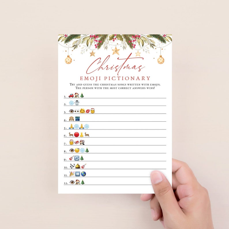 Christmas Emoji Pictionary Game Instant Download Greenery Christmas ...