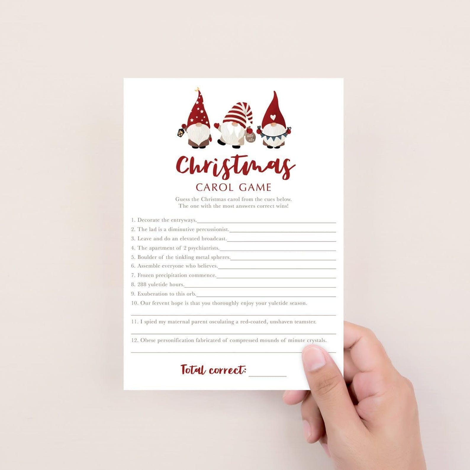 Christmas Gnomes Christmas Games Bundle Printable Holiday Office Party ...