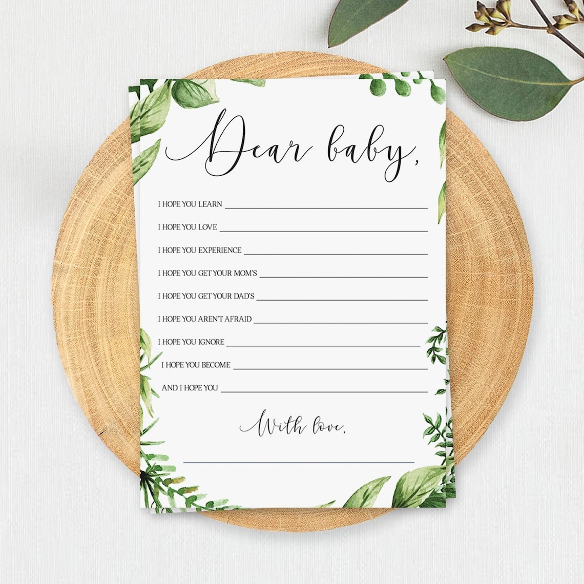 Greenery Baby Shower Dear Baby Wishes for Baby Printable - Etsy