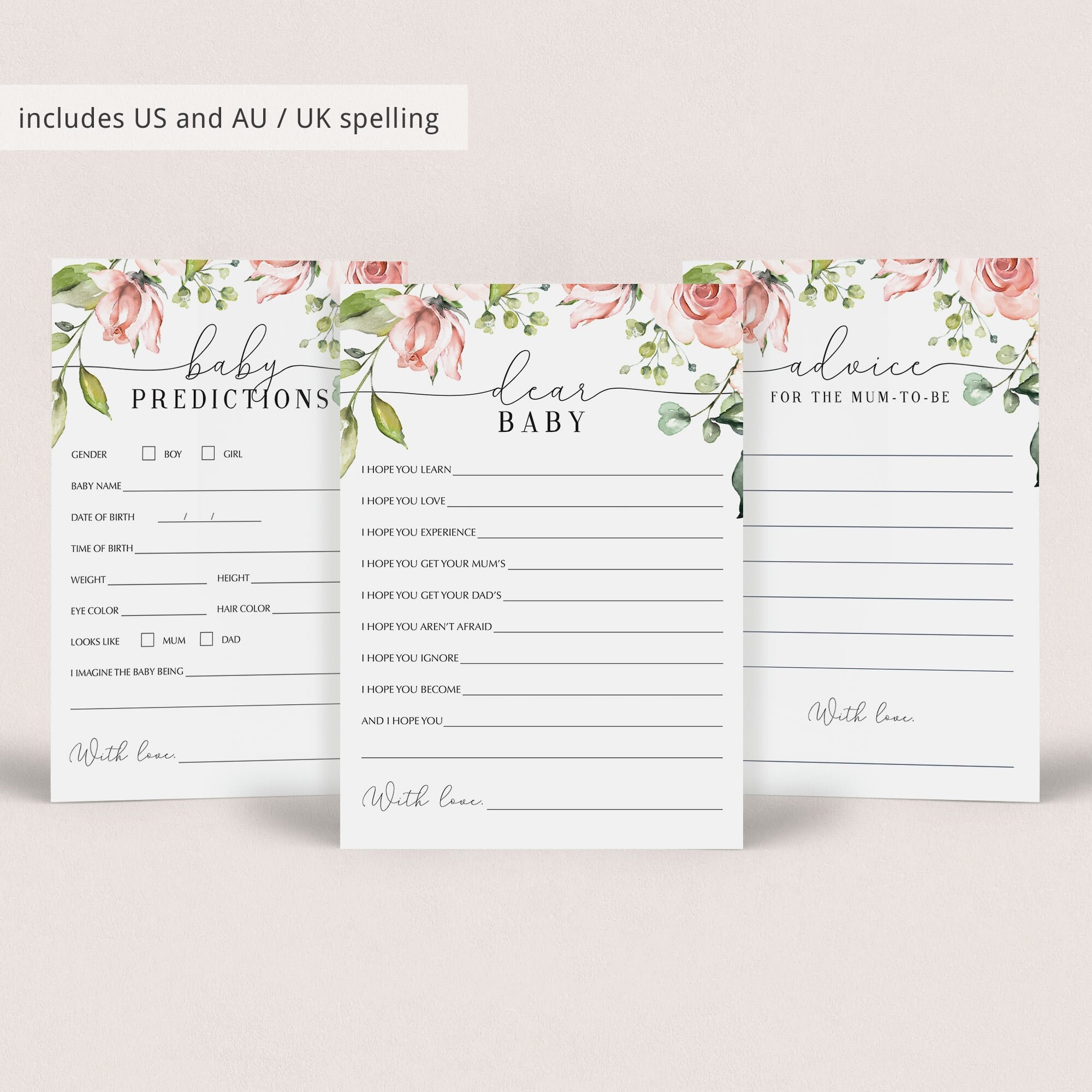 Virtual Baby Shower Keepsakes Bundle Zoom Babyshower Games | Etsy