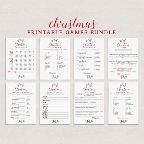 Christmas Games Bundle Printable Holiday Party Games Family | Etsy