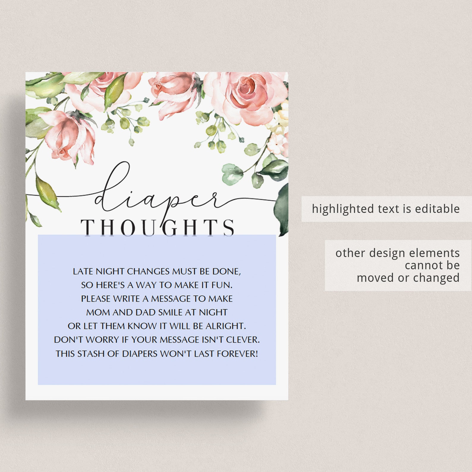 Diaper Thoughts Sign for Baby Shower Late Night Diapers Sign - Etsy