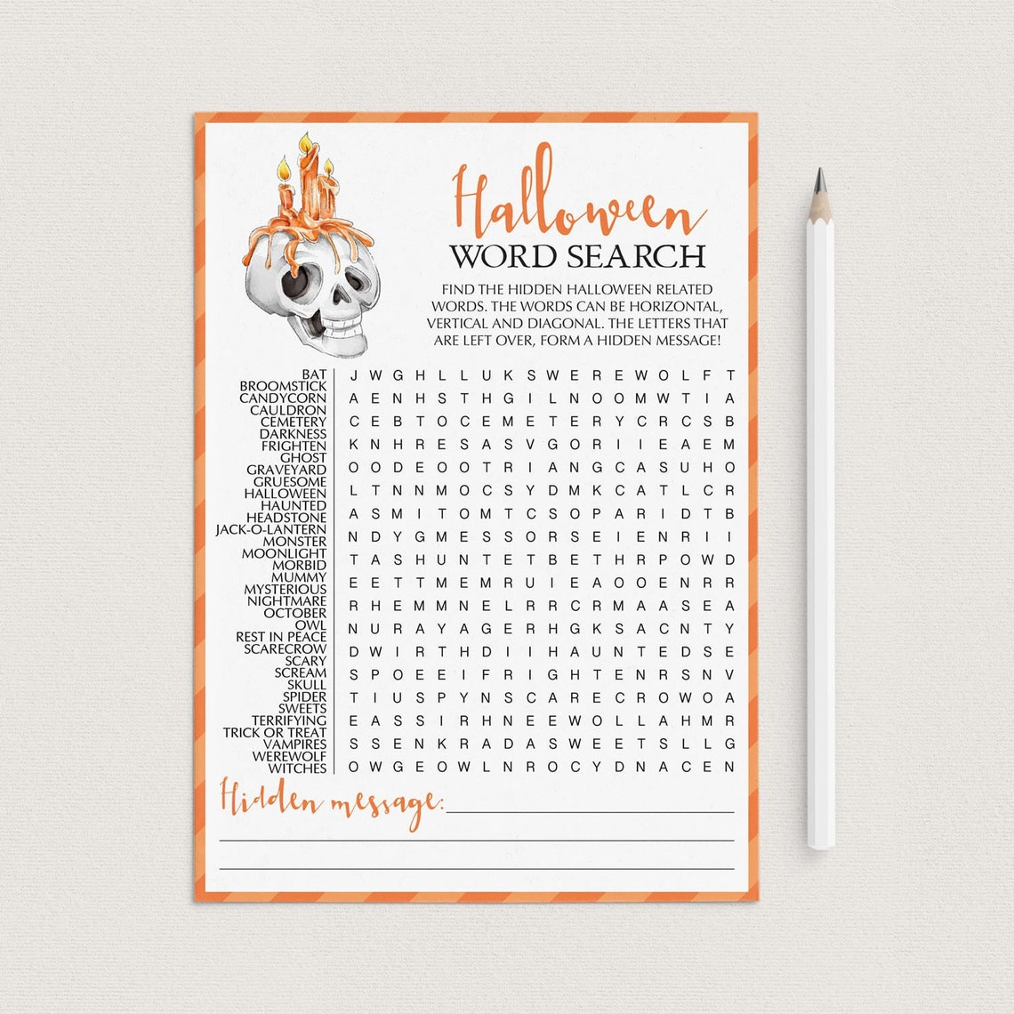Halloween Word Search Game Fun Halloween Activities for Kids - Etsy