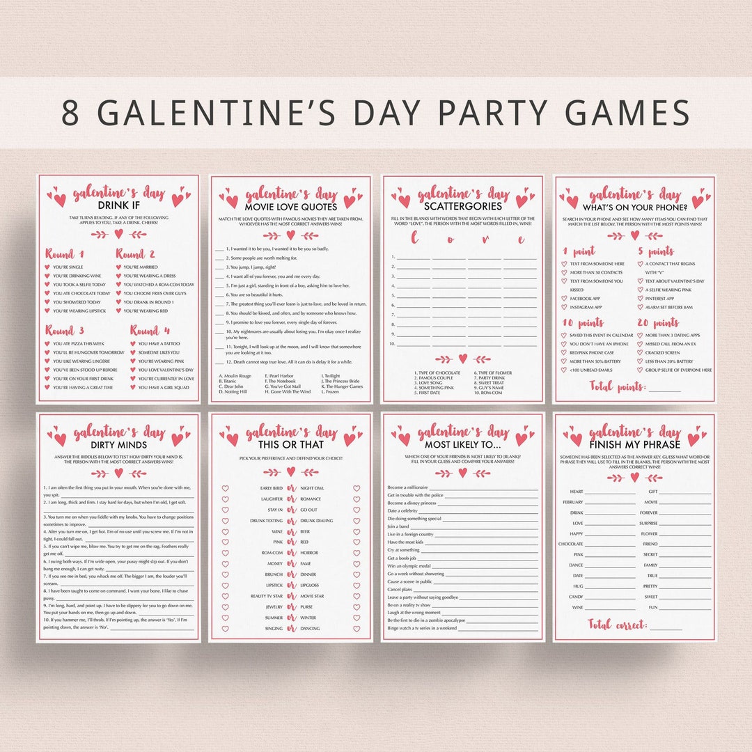 Galentines Day Games Pack Virtual Activities for Ladies Night Bundle ...