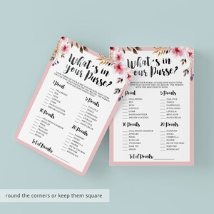 Baby Shower Whats in Your Purse Game Lush Floral Printable Baby Girl ...